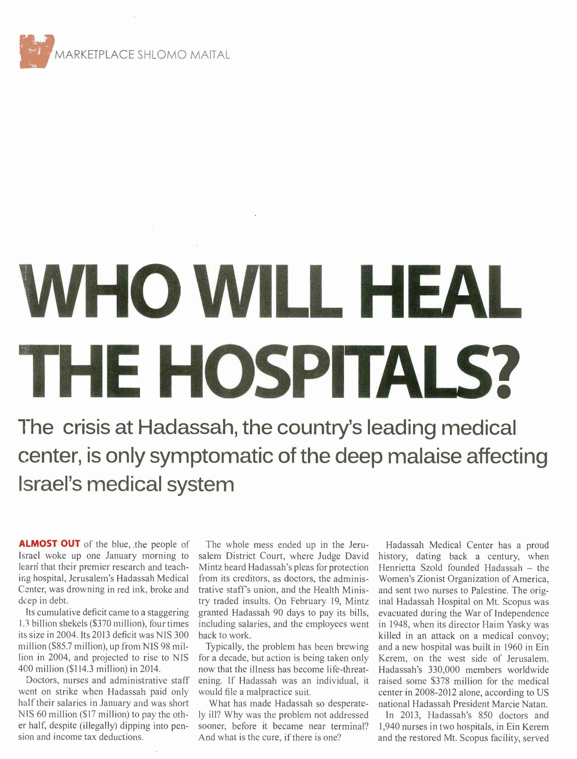 Who Will Heal the Hospitals? - Samuel Neaman Institute